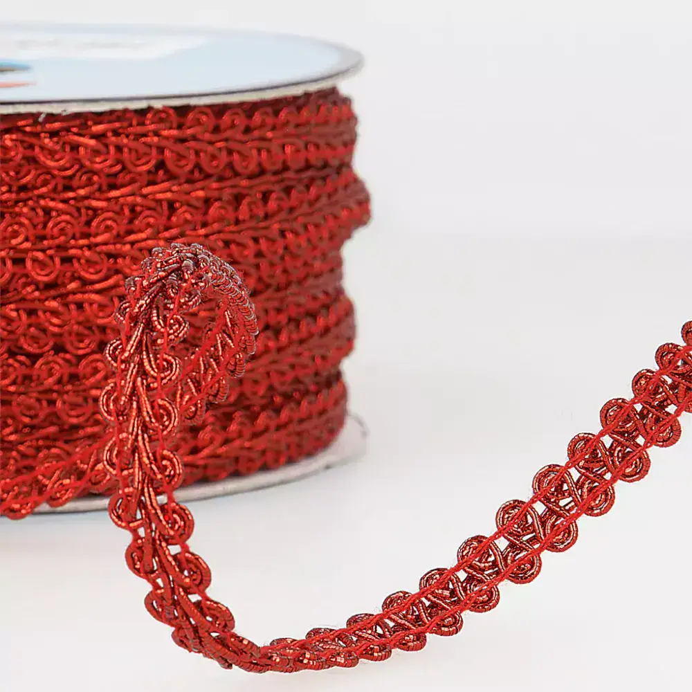 Metallic Braid Trim | Red | 25m x 10mm | Dannells