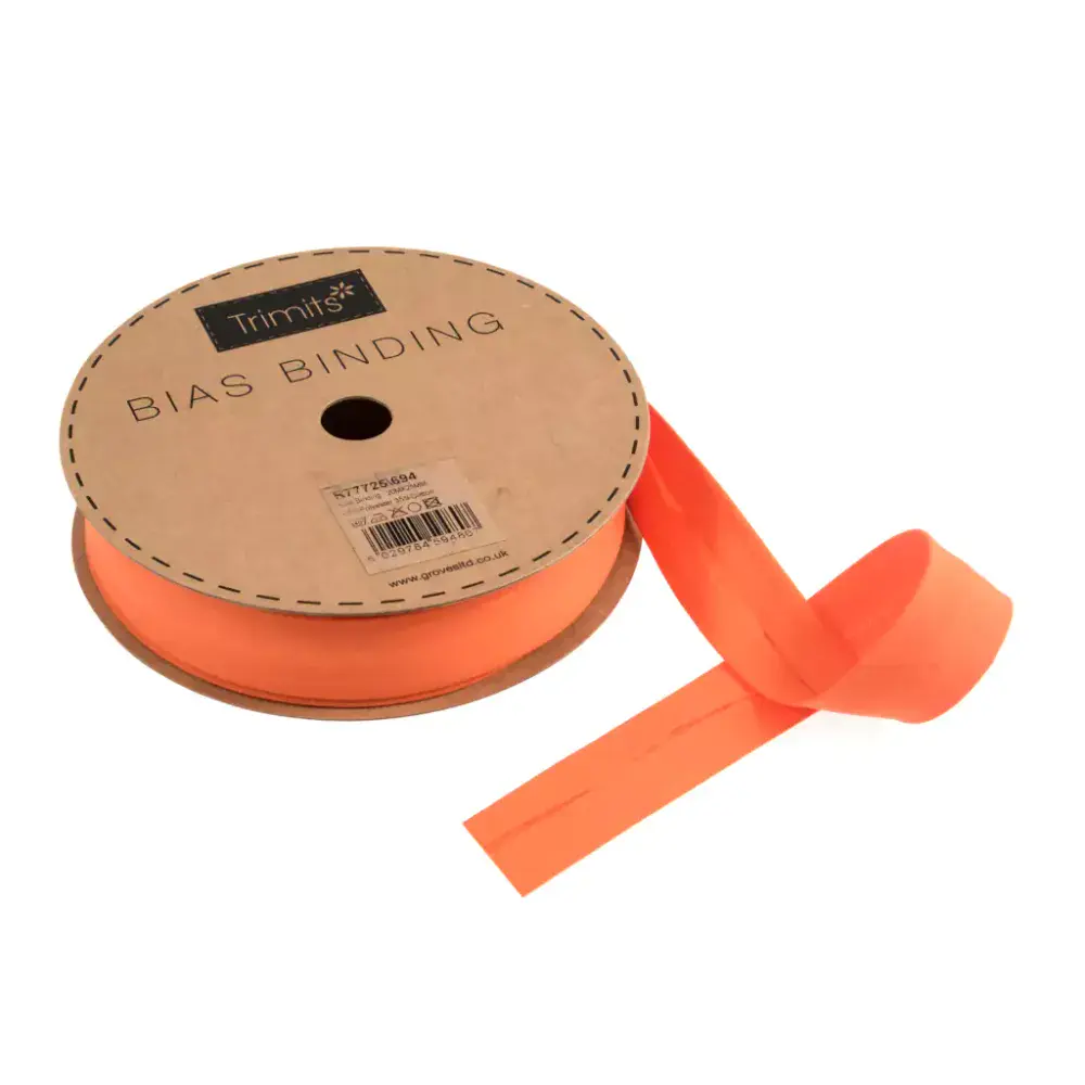 Polycotton Bias Binding | Orange | 20m x 25mm | Dannells