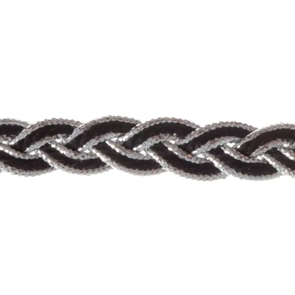Rayon Braid Trim | Black and Silver | 25m x 10mm | Dannells