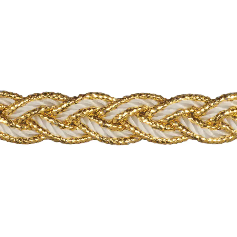 Rayon Braid Trim | White and Gold | 25m x 10mm | Dannells