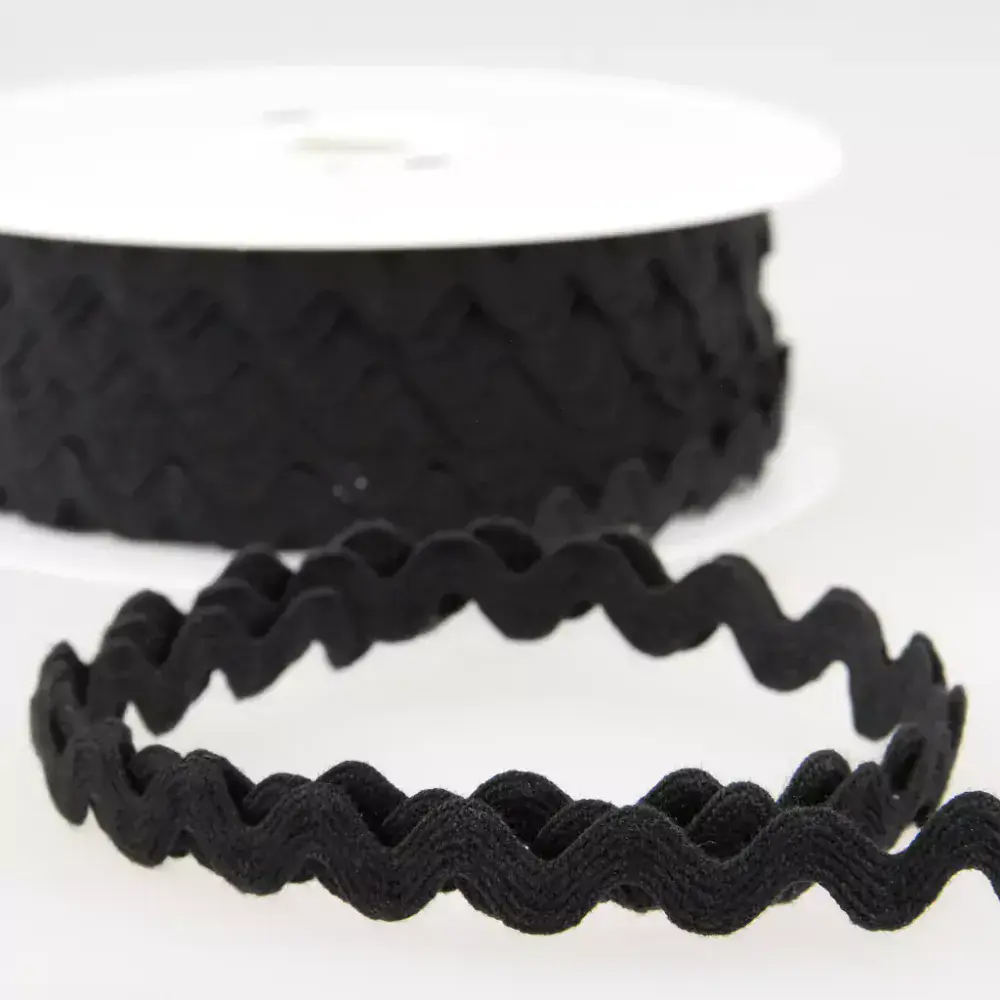 Ric Rac Cotton Trim | Black | 25m x 10mm | Dannells