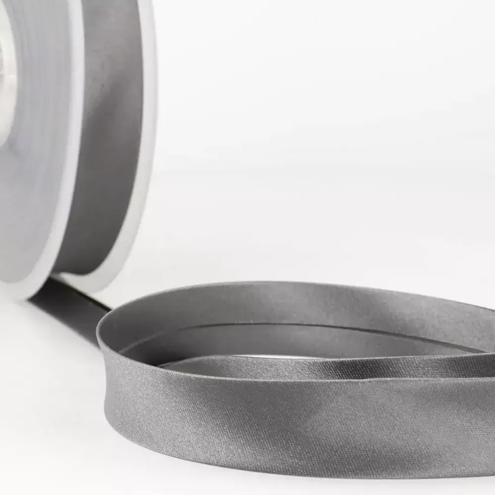 Satin Bias Binding | Grey Black | 25m x 20mm | Dannells