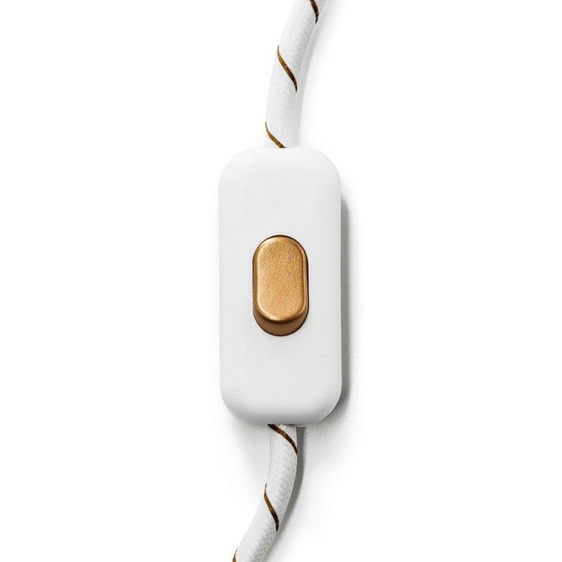 Single Pole In-line White Switch With Copper Button
