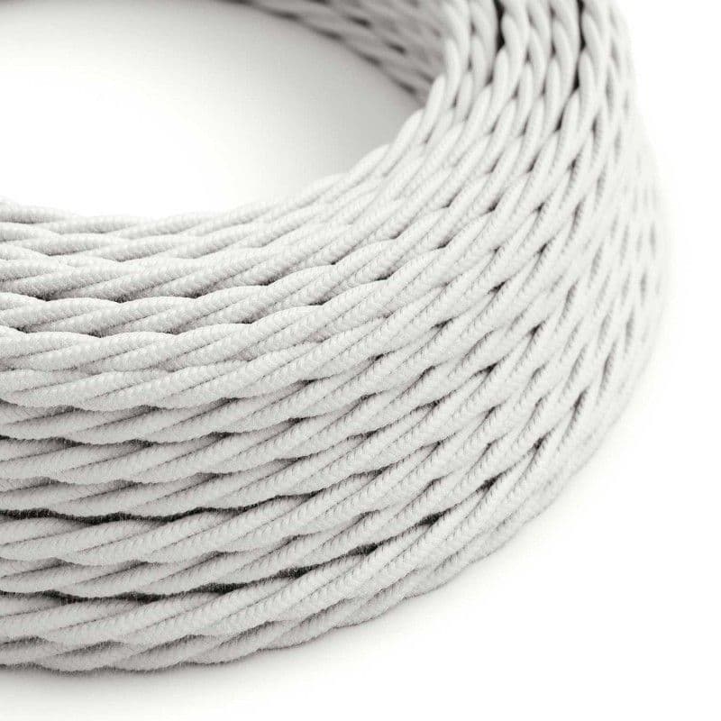 White Cotton Twisted 3-Core Textile Cable