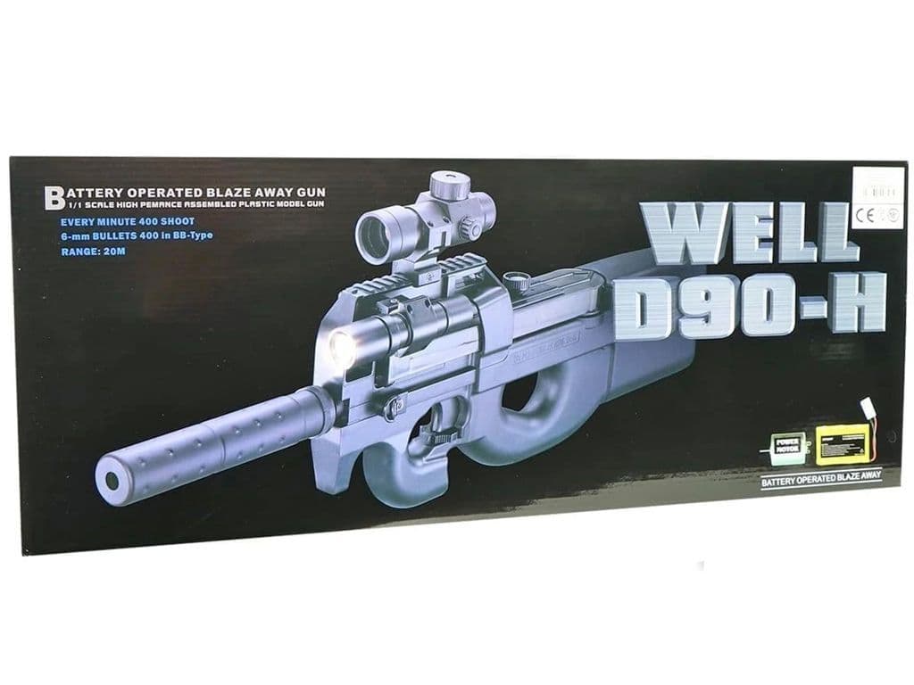 D90H BB Gun P90 electric airsoft rifle black 2 tone | Toy & Model