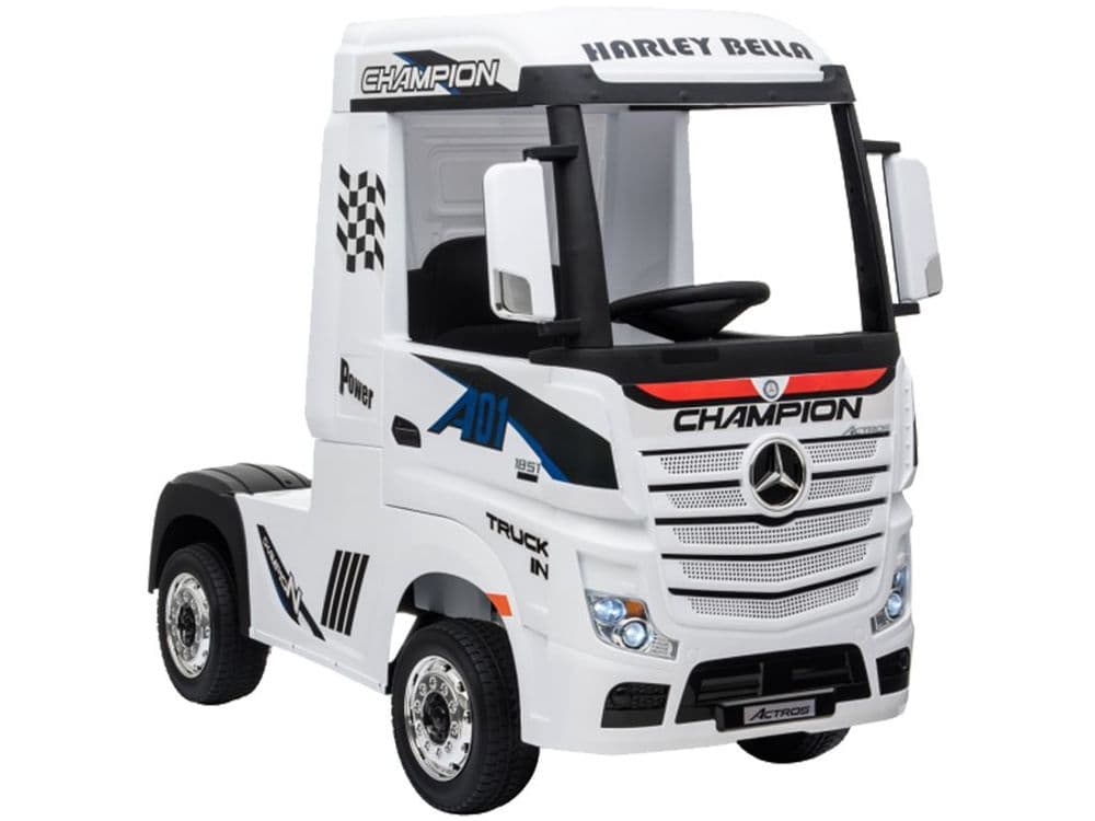 Mercedes Benz Actros White | Kids Sit On & Ride In HGV Truck 12v ...