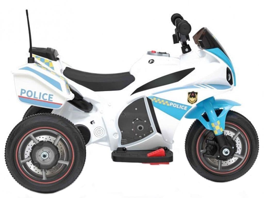 Police Trike White & Blue | 6v Electric Kids Ride On 3 Wheel Bike | TOY ...