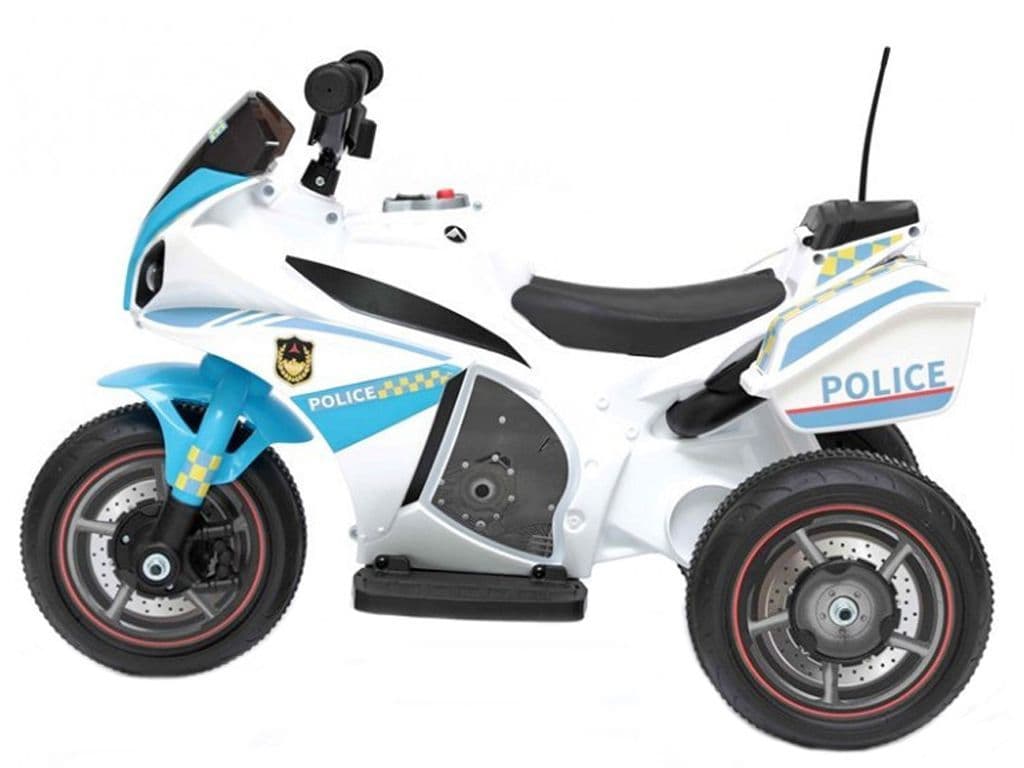 Police Trike White & Blue | 6v Electric Kids Ride On 3 Wheel Bike | TOY ...