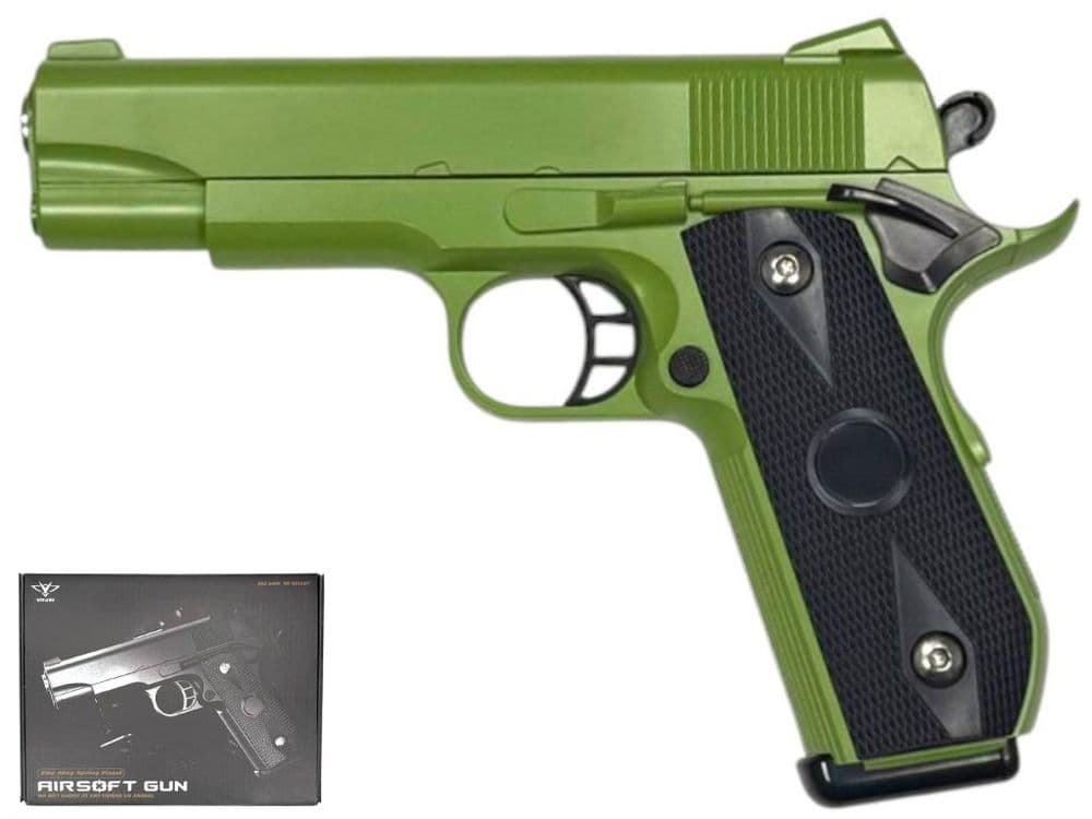 V9 BB Gun 1911 Spring Airsoft Pistol Green 2 Tone | Toy & Model