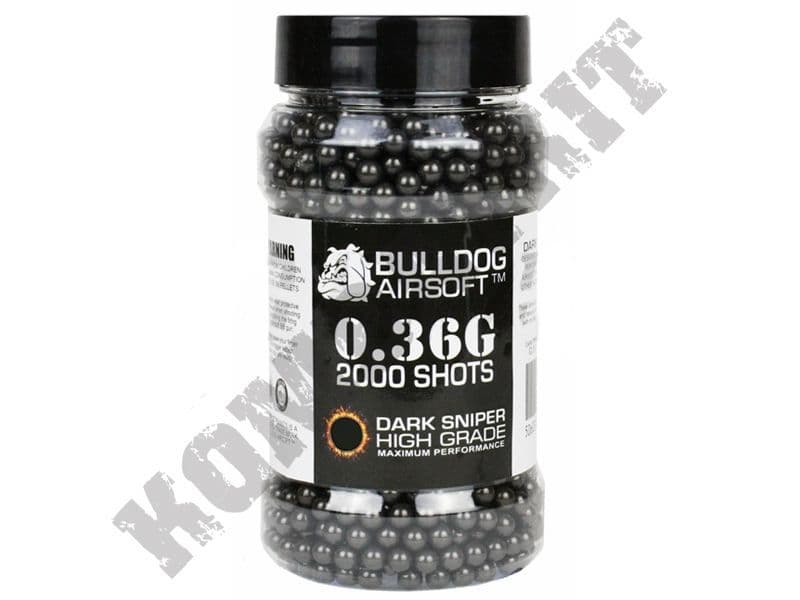 Bulldog 2000 x 36g Black Airsoft BB Gun Pellets Tub | Kombatkit