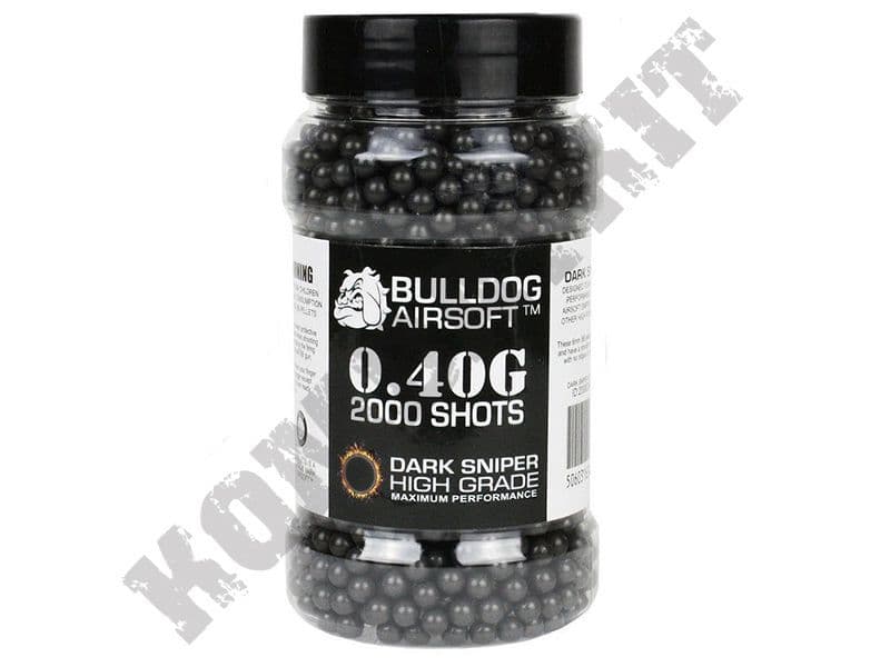 Bulldog 2000 x 40g Black Airsoft BB Gun Pellets Tub | Kombatkit