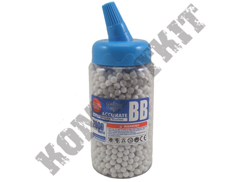 KOMBATKIT: 2000 x 6mm x12g White Colour Airsoft BB Gun Pellets in Tub