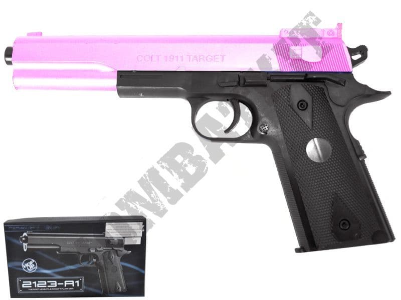 2123-A1 Pink BB Gun | Colt 1911 Long Replica Pistol 2 Tone Cheap ...