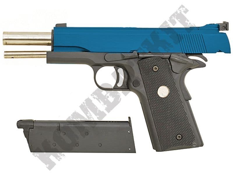 Army R29 BB Gun | M1911 MKIV Pistol Airsoft Gas Blowback 2 Tone Blue ...