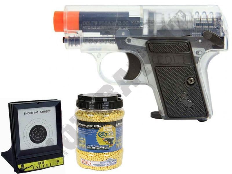 Colt 25 BB Gun Clear 2 Tone Airsoft Pistol, 10K Pellets & Target Bundle ...