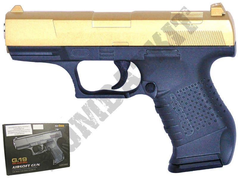 G19 BB Gun P99 Spring Airsoft Pistol Gold Two Tone | Kombatkit