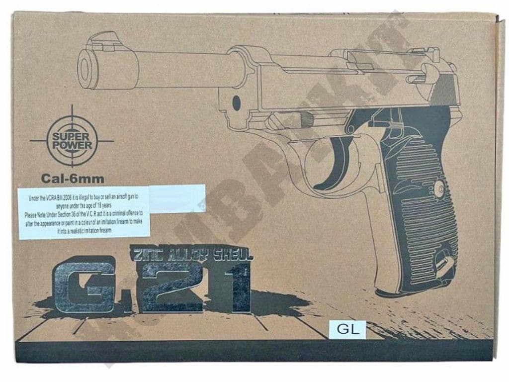 G21 BB Gun P38 Spring Airsoft Pistol Gold 2 Tone | Kombatkit