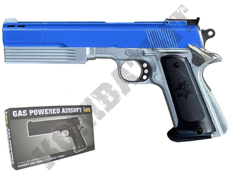 HG125S Airsoft Pistol | 1911 Tactical Gas BB Gun Silver 2 Tone | KOMBATKIT