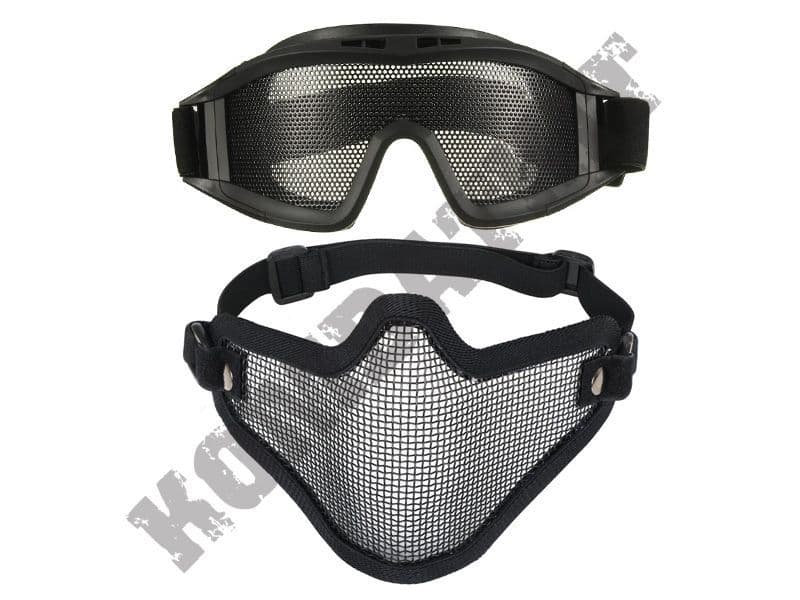 KOMBATKIT: eye protection airsoft goggles metal wire mesh lower face ...