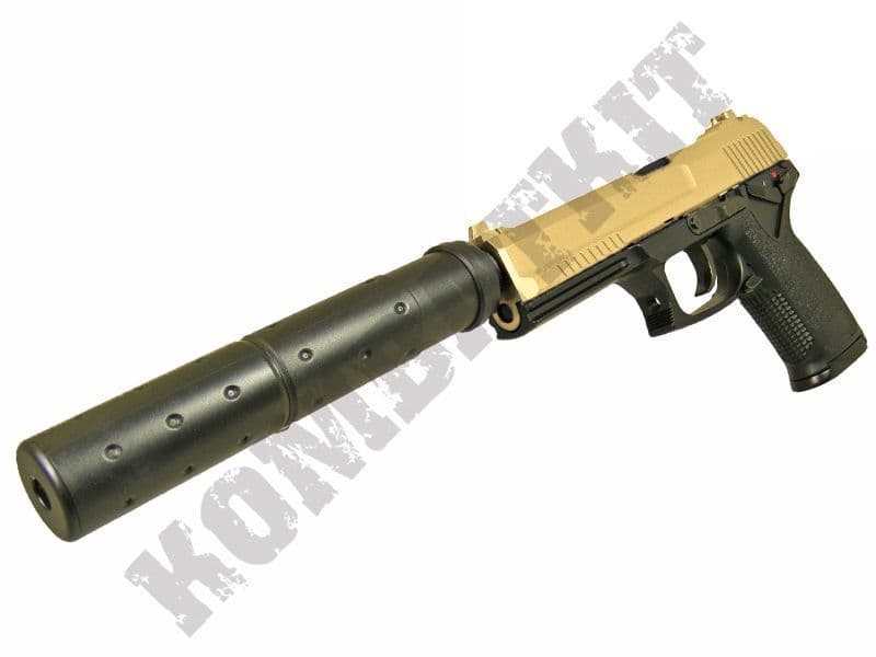 MK23 BB Gun | H&K Replica Airsoft Gas Pistol 2 Tone Gold Black | KOMBATKIT