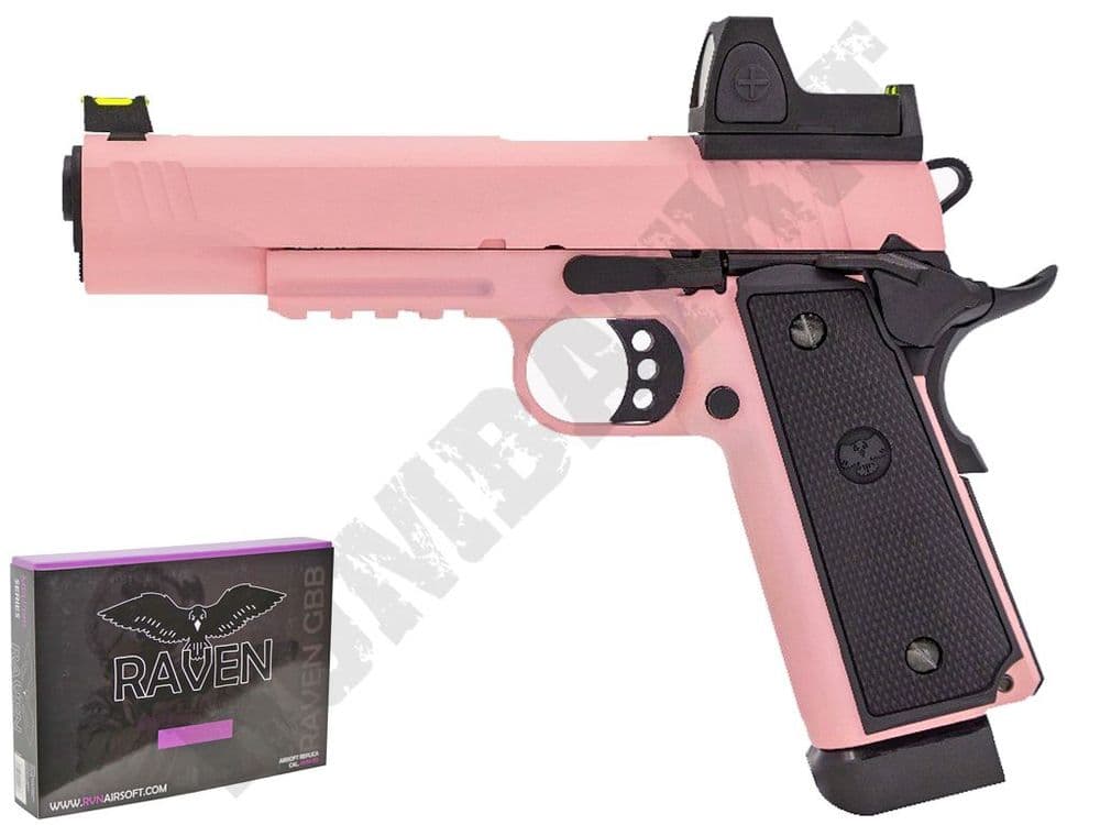 R14 Railed M1911+BDS Airsoft Pistol Pink 2 Tone | Kombatkit