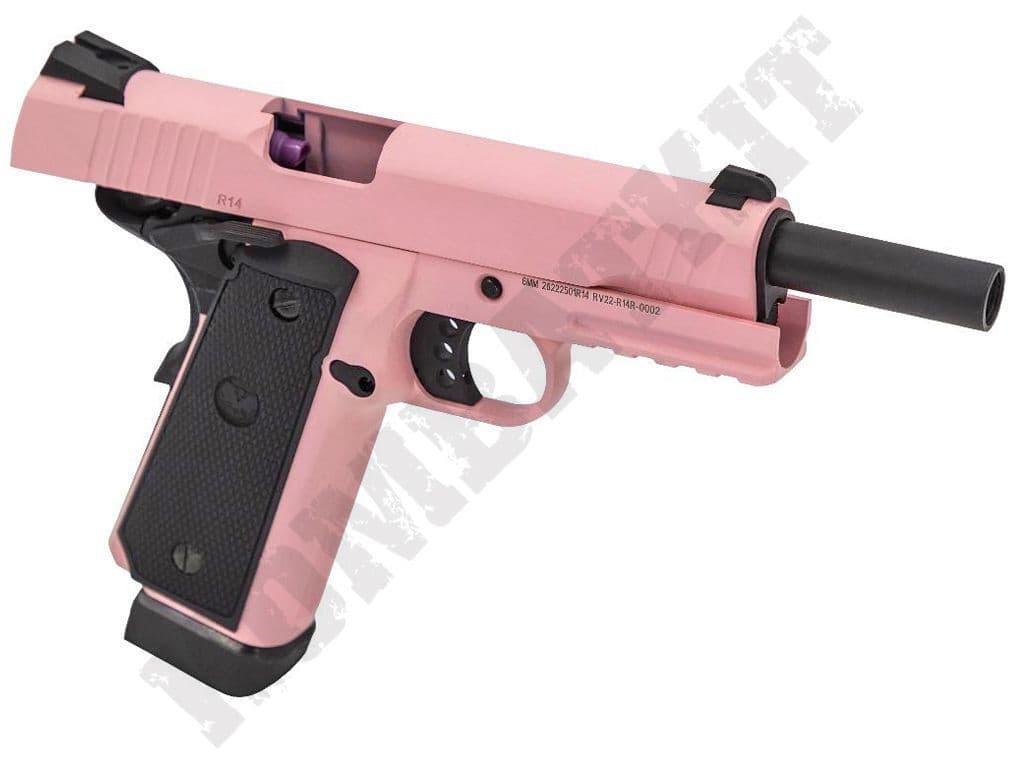 R14 Railed 1911 Hi-Capa Airsoft Pistol Pink 2 Tone | Kombatkit
