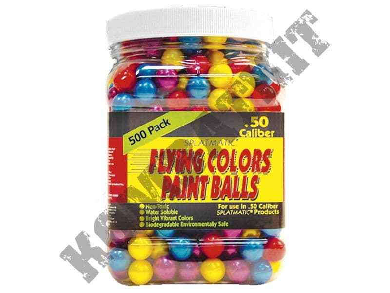 KOMBATKIT: Splatmatic Flying Colour Paintballs 500 x .50 Calibre in Tub