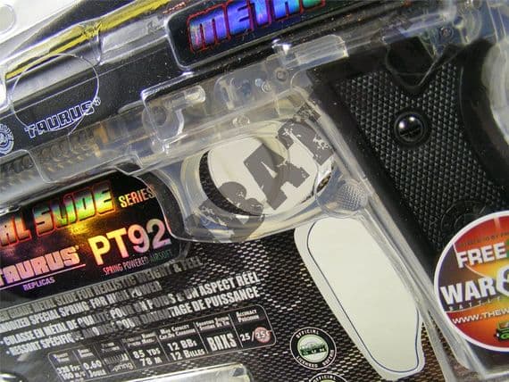 PT92 BB Gun | Taurus Official Airsoft Pistol 2 Tone Black & Clear ...