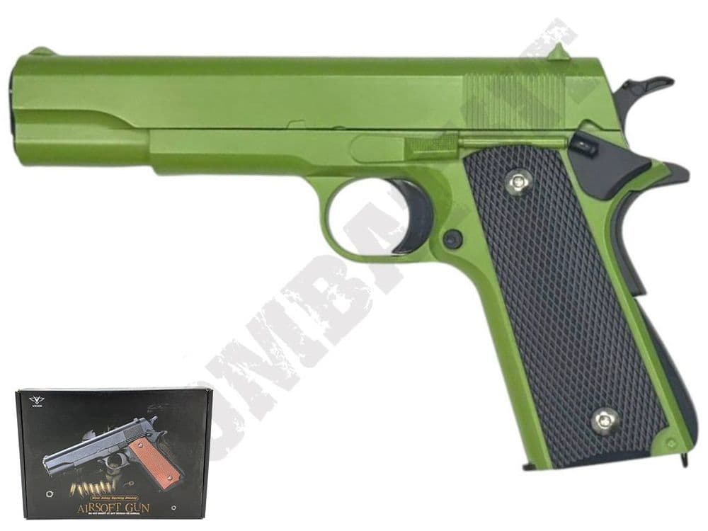 V14 Airsoft Pistol 1911 Spring BB Gun Green 2 Tone | Kombatkit