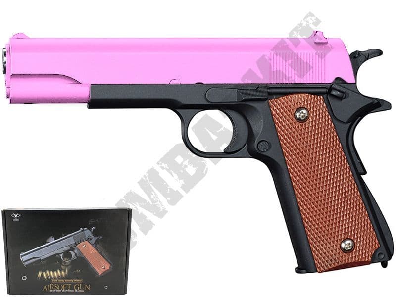 V14 Metal BB Gun 1911 Spring Airsoft Pistol Pink Black 2 Tone | Kombatkit