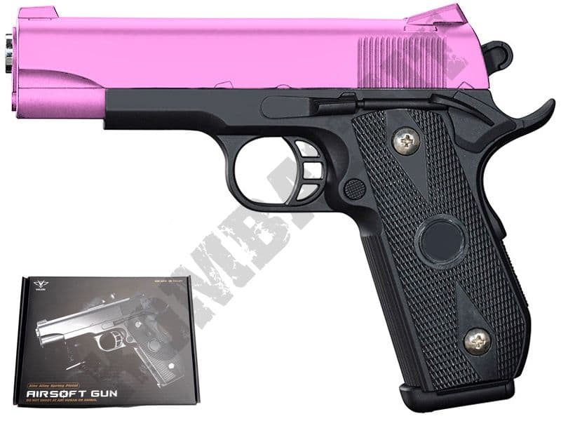 V9 BB Gun 1911 Commander Spring Airsoft Pistol Pink 2 Tone | Kombatkit