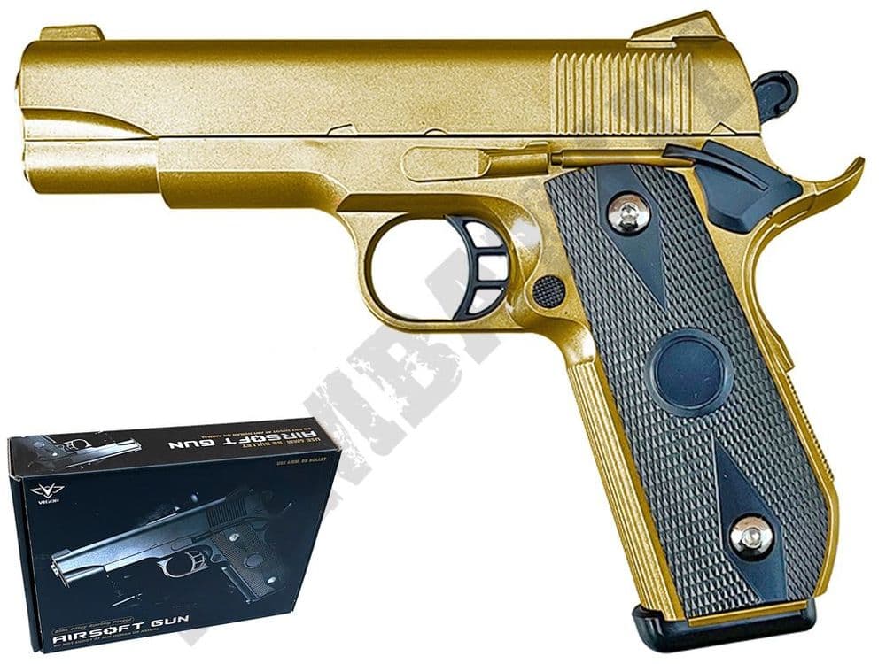 V9 Metal Bb Gun Spring Airsoft Pistol Gold 2 Tone Kombatkit
