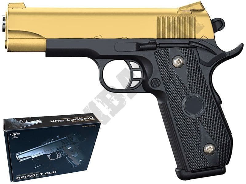 V9 Metal BB Gun Spring Airsoft Pistol Gold 2 Tone | Kombatkit
