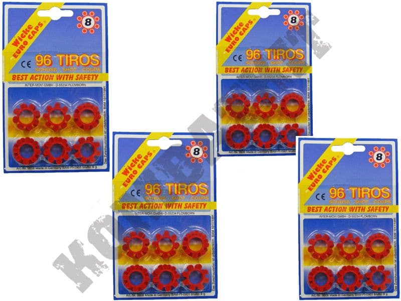 KOMBATKIT: Wicke Euro 8 Shot Toy Cap Gun Ring Caps 4 cards x 96 caps