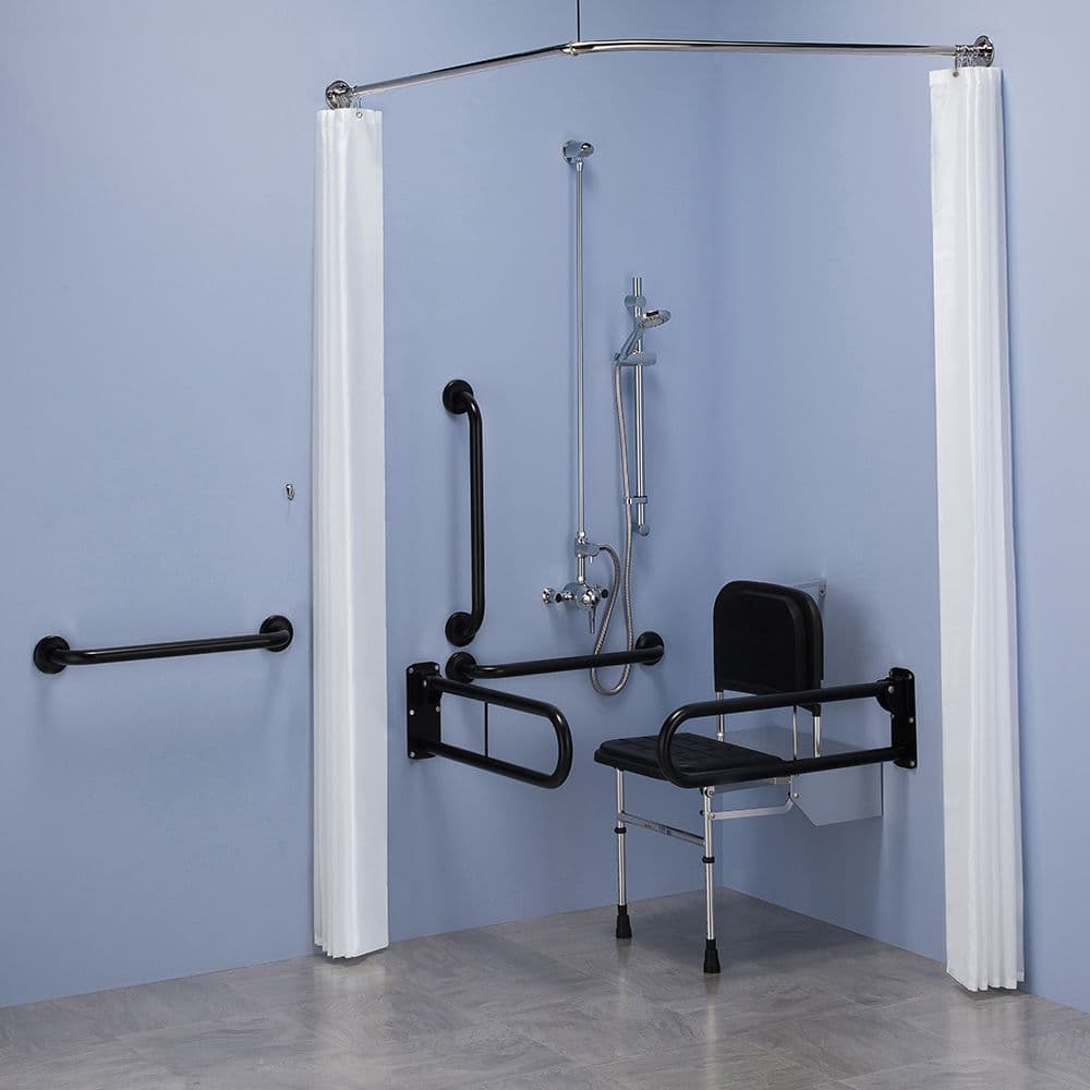 Commercial Doc M / DDA Shower Pack with Exposed Shower Valves - Matt Black
