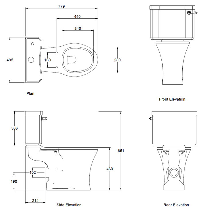 DTUK1310 Classic Close Coupled Doc M Toilet Pack - Chrome