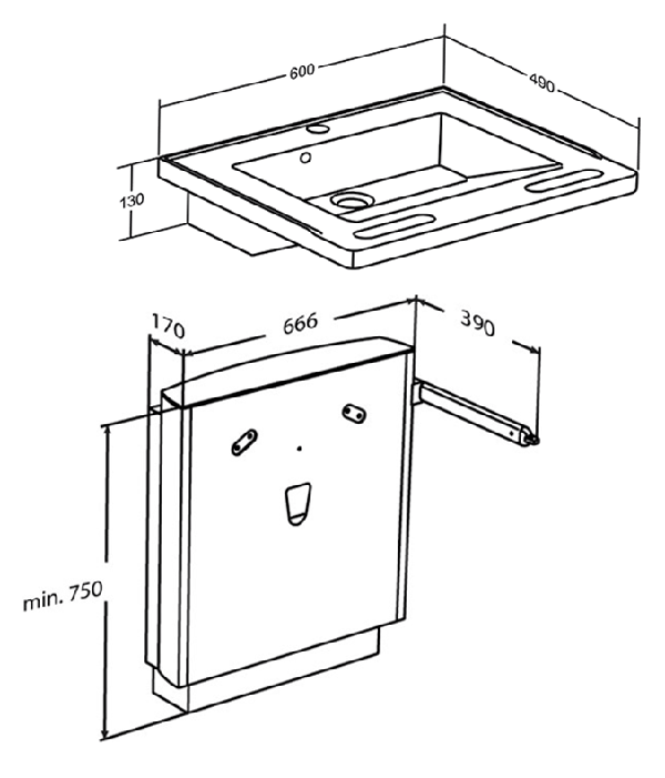 Pressalit MATRIX SMALL Electrically Height-Adjustable Wash Basin ...