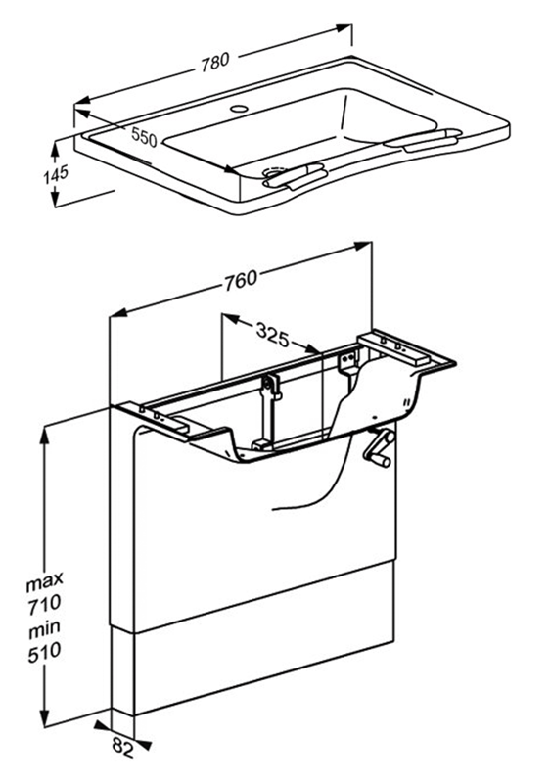 Pressalit MATRIX MEDIUM Manually Height-Adjustable Wash Basin