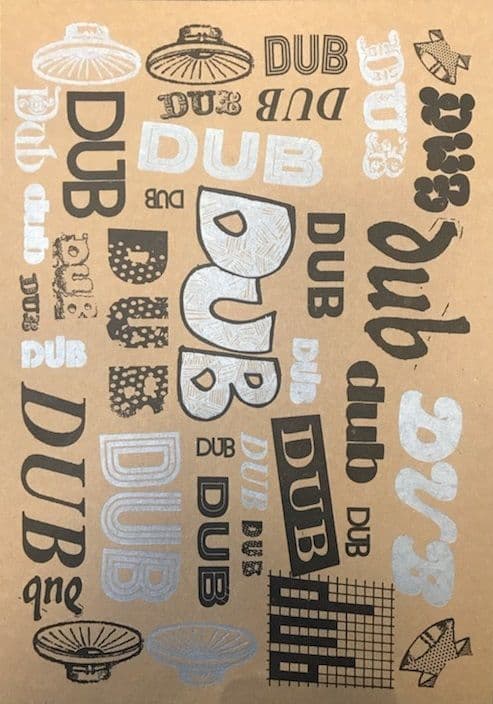 Dub Poster A4 Black and Silver print on Buff card