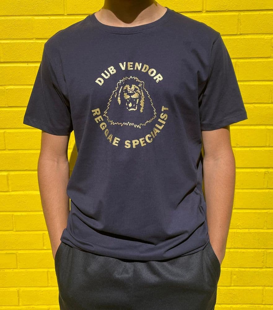 Dub Vendor Reggae Specialist T-Shirt - Round Logo - Navy Blue / Gold ...