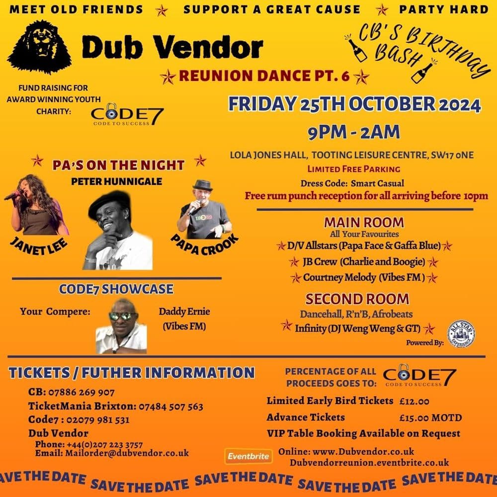 DUB VENDOR REUNION DANCE PT 6- TICKETS