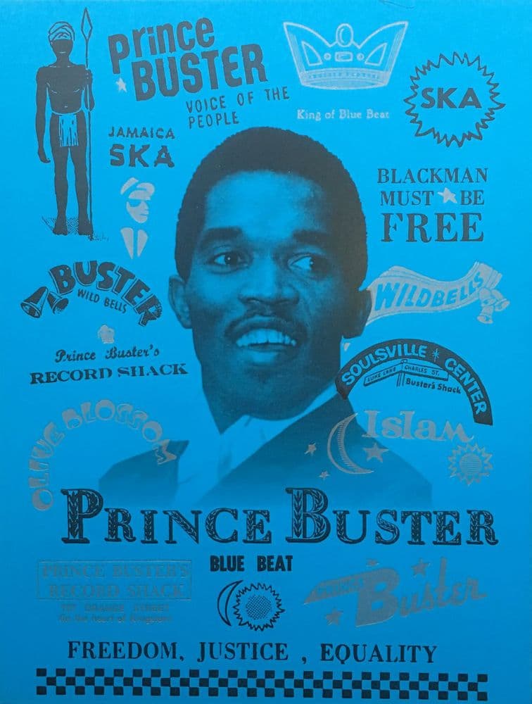 Prince Buster - Voice Of The People A4 Black & Silver Embossed on Blue ...