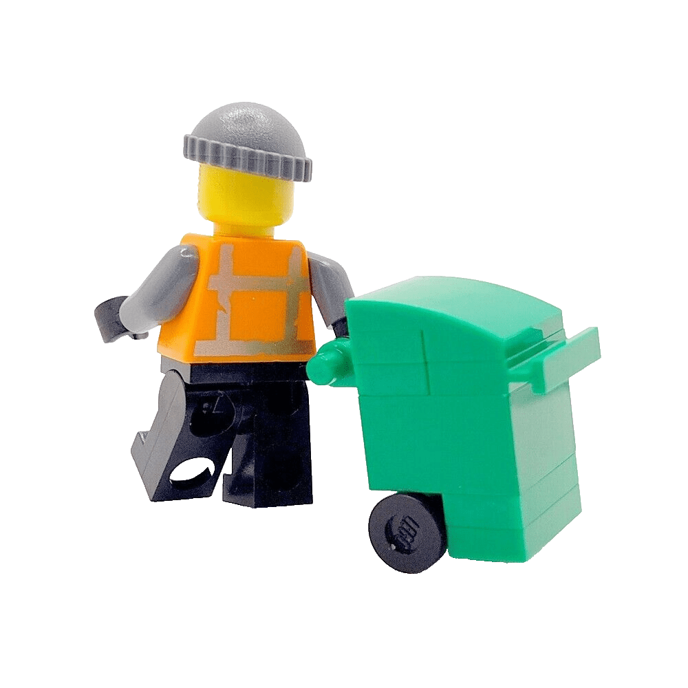 LEGO Bin Man Gift Minifigure With Wheelie Bin Refuse Trash Garbage Guy ...