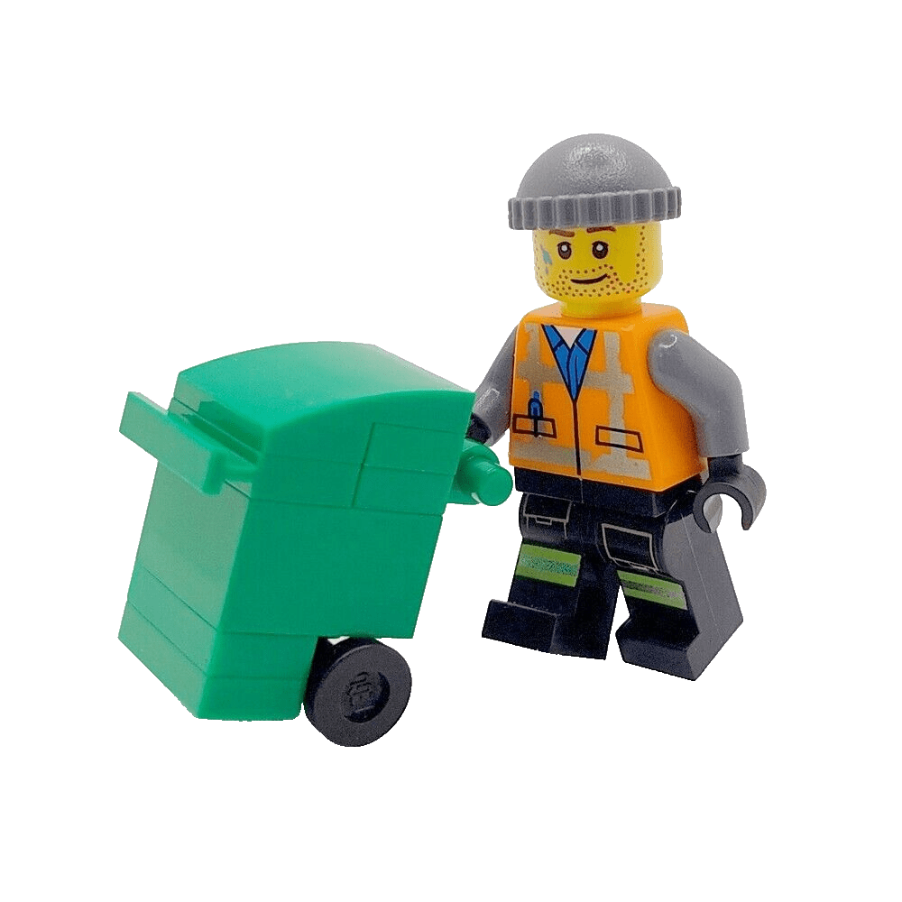 LEGO Bin Man Gift Minifigure With Wheelie Bin Refuse Trash Garbage Guy ...