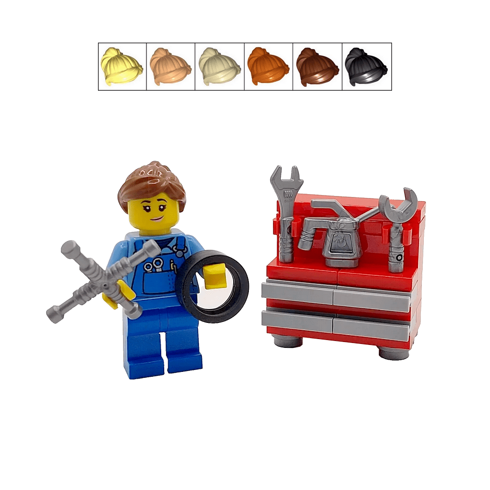 LEGO Car Mechanic Gift Female & Work Bench & Tools Minifigure Vehicle ...