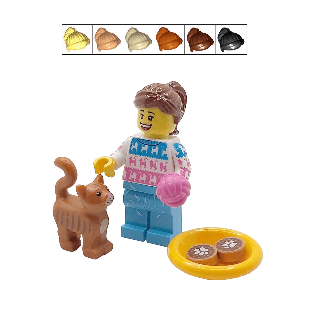 LEGO Cat Lover Gift Female With Striped / Tabby Minifigure Set Mothers Day