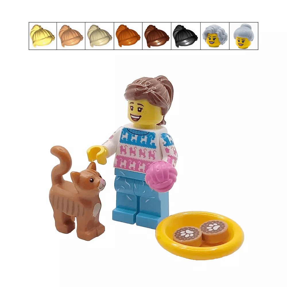 LEGO Cat Lover Gift Female With Striped / Tabby Minifigure Set Mothers ...