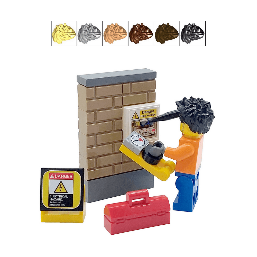 LEGO Electrician Gift Minifigure With Toolbox Voltage Tester Tools Sign ...