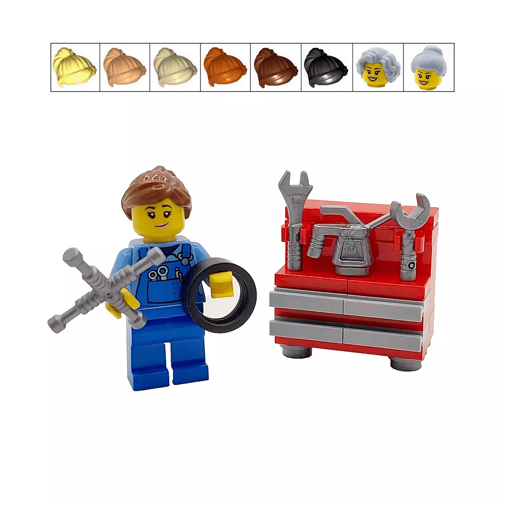 LEGO Female Car Mechanic Cake Topper Decoration Garage Woman & Work Bench
