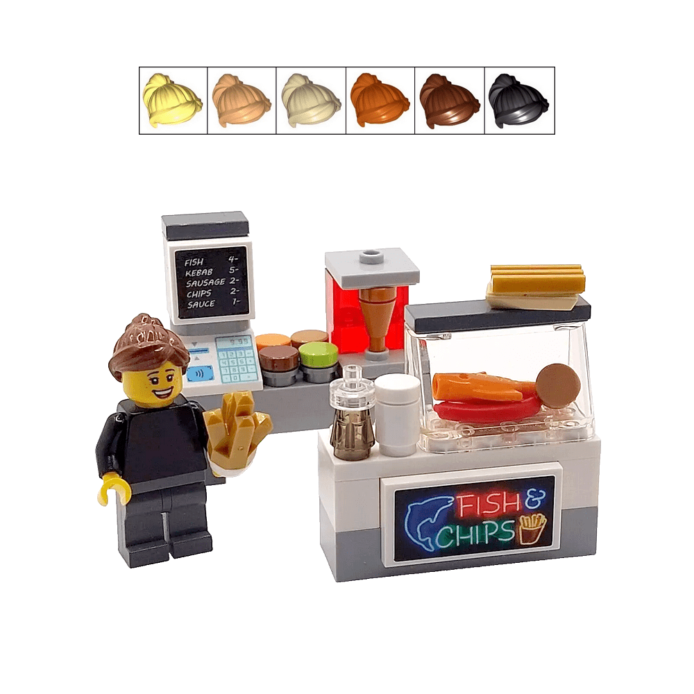 LEGO Fish & Chip Shop Gift Female Takeaway Worker Minifigure Set ...